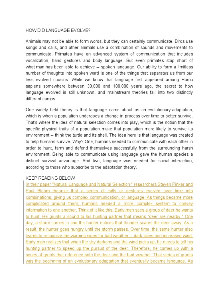 How Did Language Evolve | PDF | Lateralization Of Brain Function ...