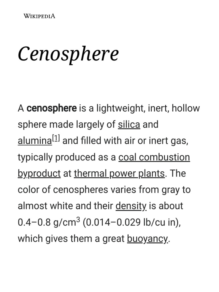 Cenosphere | PDF | Economic Sectors | Physical Chemistry