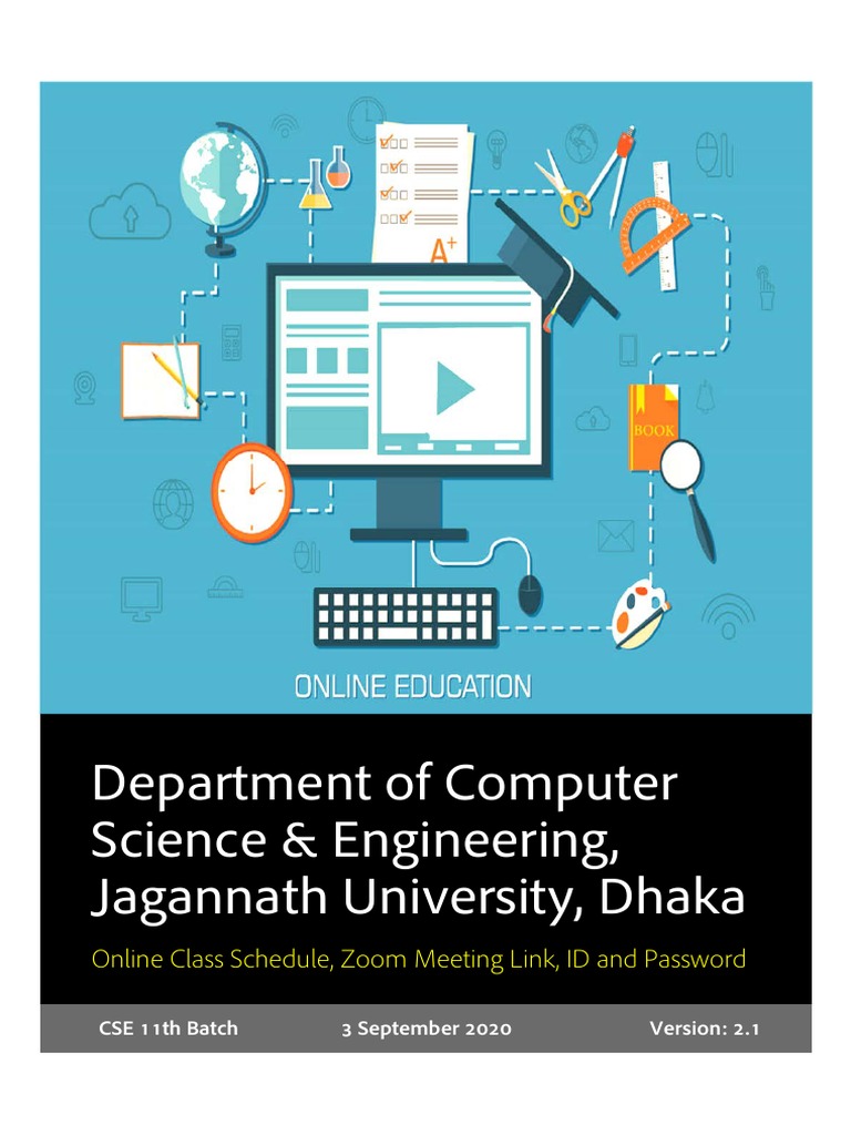 JnU CSE 11th Batch Online Class Schedule, Zoom Link, ID and Password (Version 2.1) | PDF ...