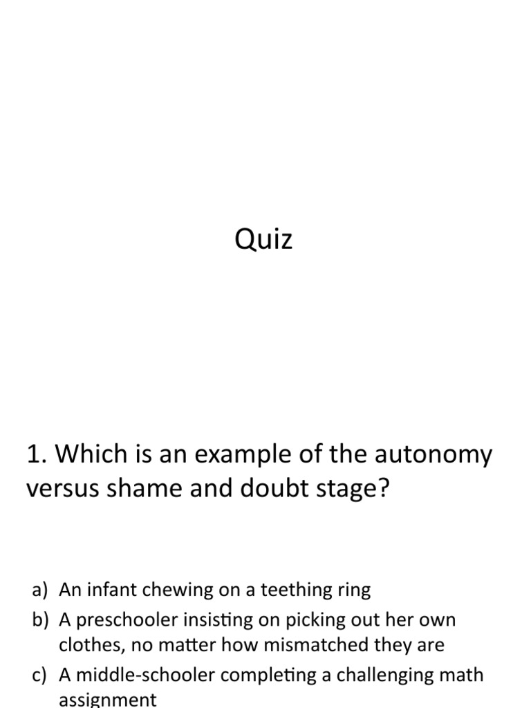 Child and Adolescent Quiz With Answer | PDF | Human Development ...