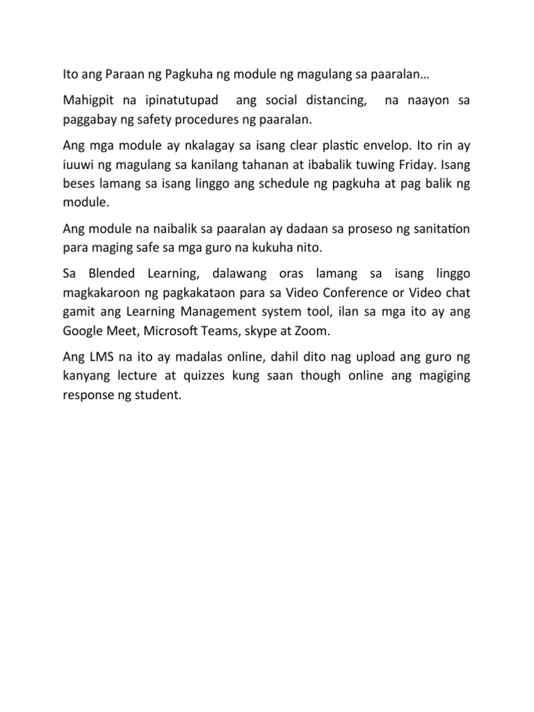 Ito Ang Paraan NG Pagkuha NG Module NG Magulang Sa Paaralan | PDF