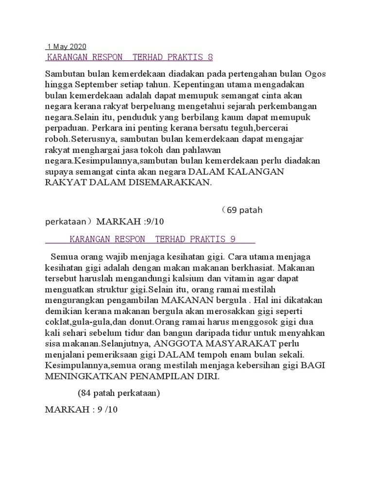 Contoh Karangan Respon Terhad | PDF