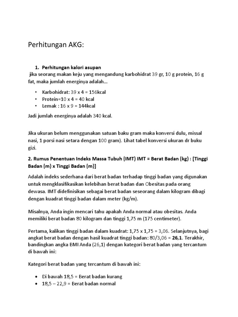 Contoh Perhitungan AKG | PDF