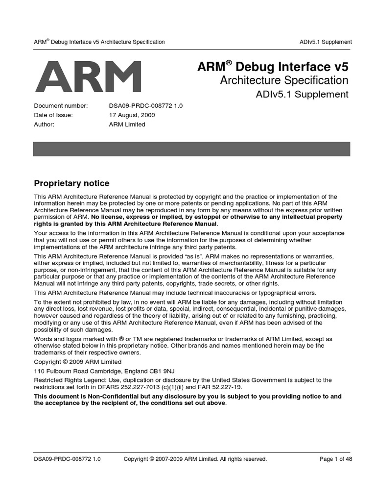 ARM Debug Interface v5: Architecture Specification | PDF | Digital Technology | Electronics