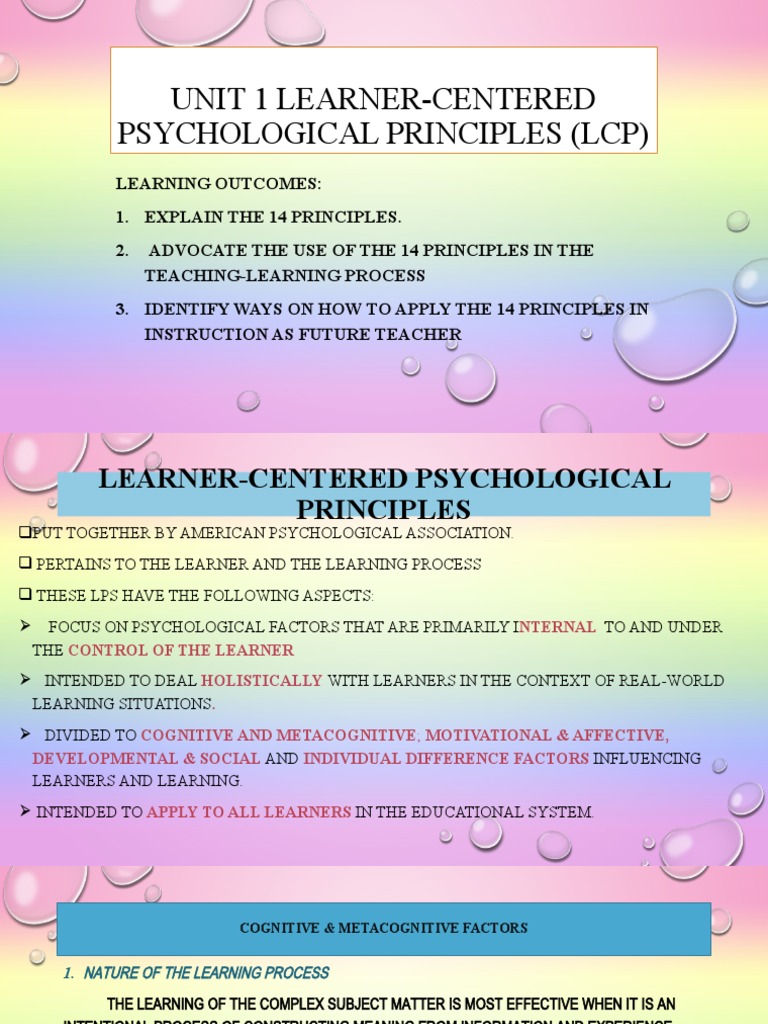 Unit 1 Learner-Centered Psychological Principles (LCP) | PDF | Metacognition | Motivation