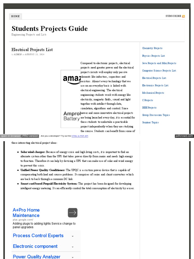 Studentsprojectsguide In Electrical Projects Pdf Download Free Pdf
