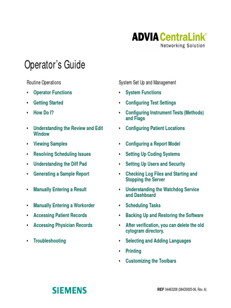 Siemens Advia Centralink Data Management System Networking Solution ...