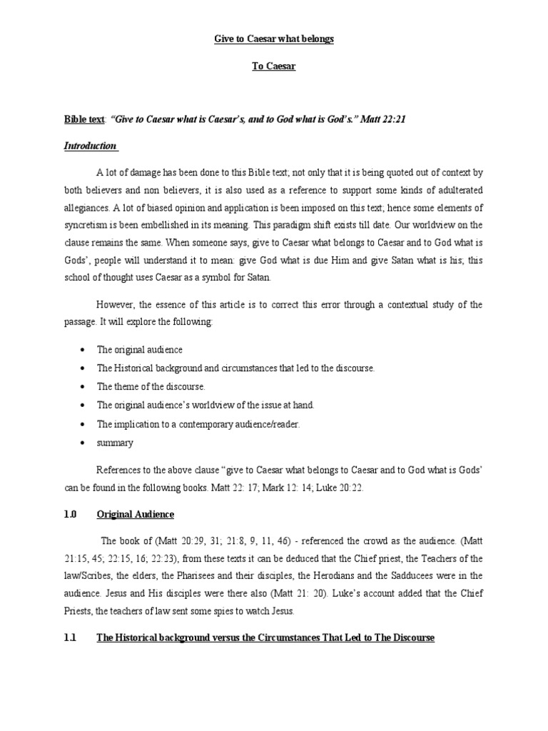 Give To Caesar What Belongs | PDF | Herod The Great | Jesus