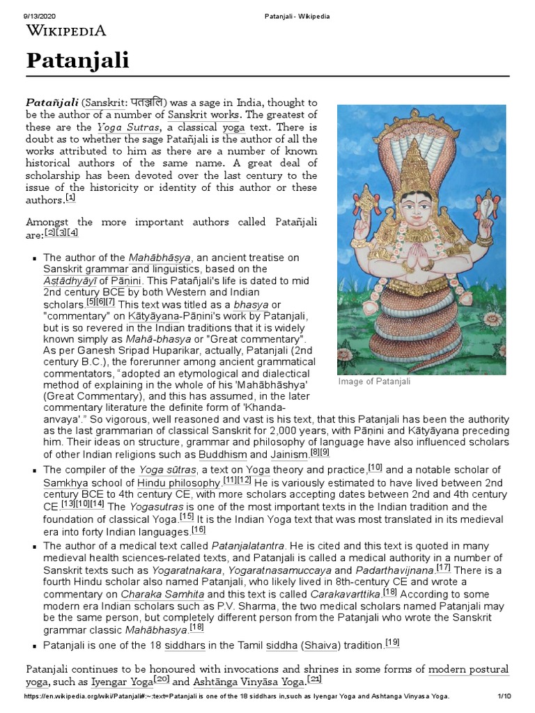 Patanjali | PDF | Patanjali | Yoga Sutras Of Patanjali