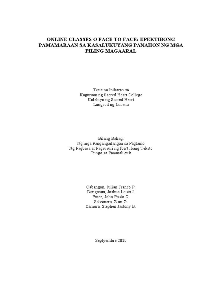 Filipino Thesis Group 3 2020-2021 | PDF