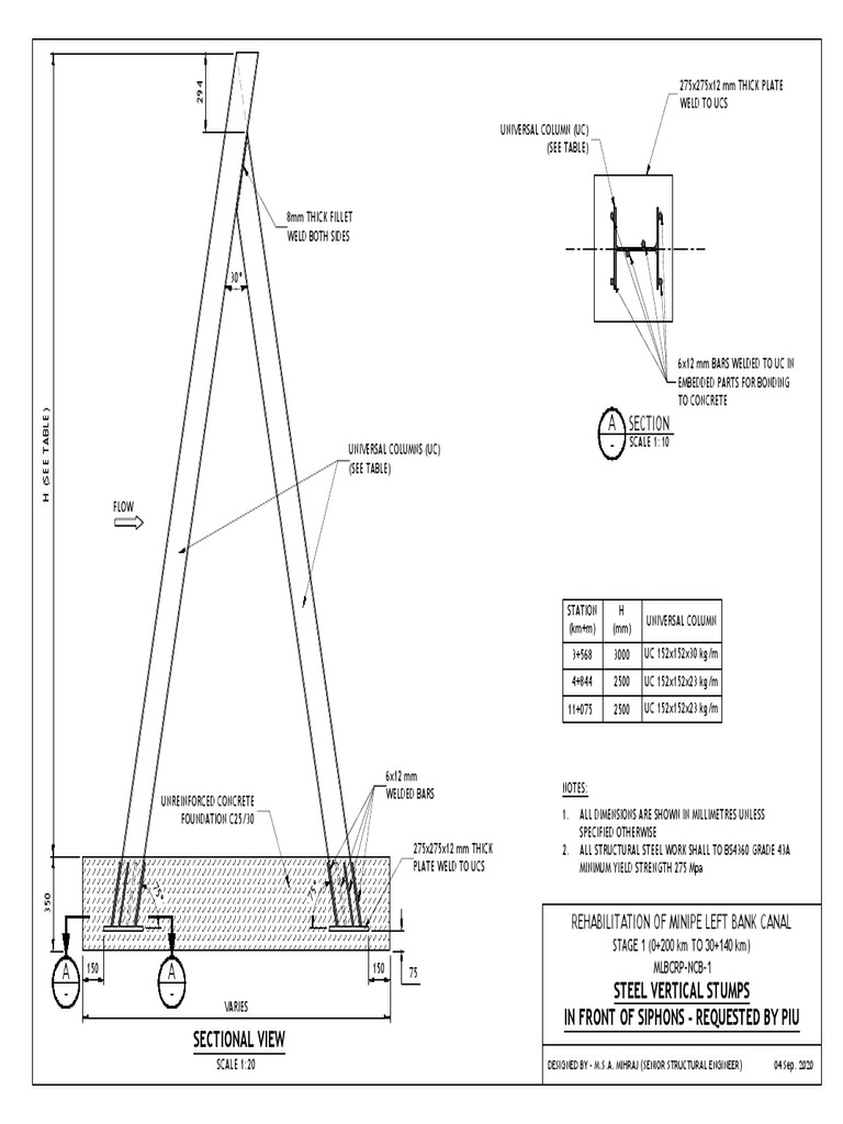 Steel Vertical Stumps in Front of Siphons-01 | PDF | Civil Engineering ...