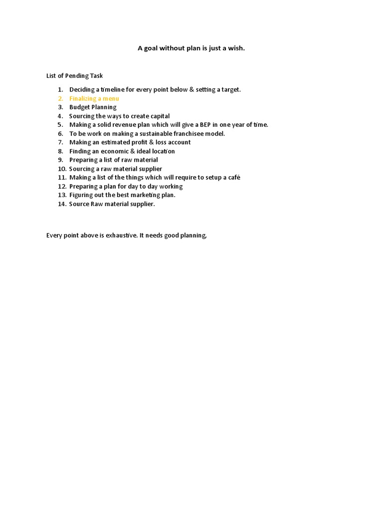 List of Pending Task | PDF