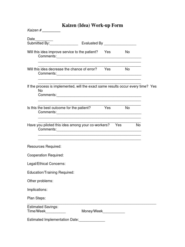 Kaizen (Idea) Work-Up Form | PDF | Economies | Business