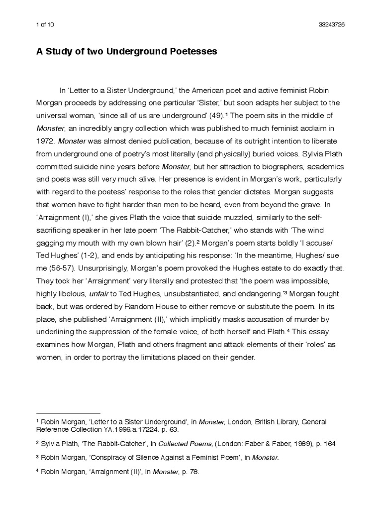 Arraignment of Robin Morgan's Feminism | PDF | Sylvia Plath | Poetry