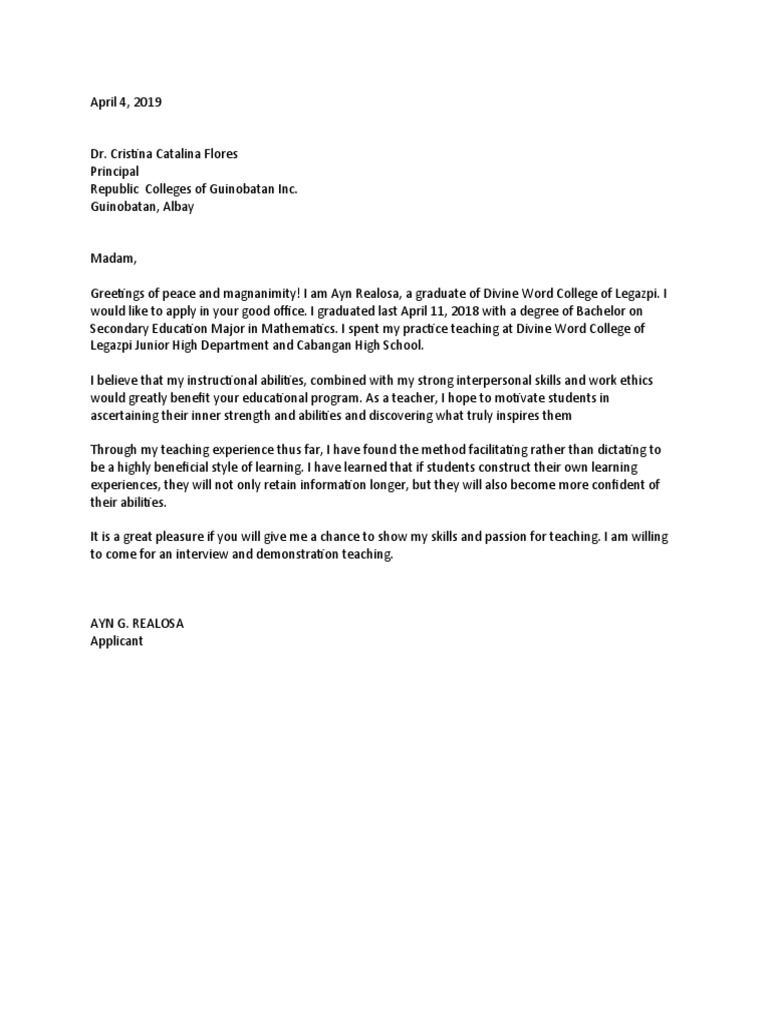 Application-Letter Sample Format | PDF | Wellness