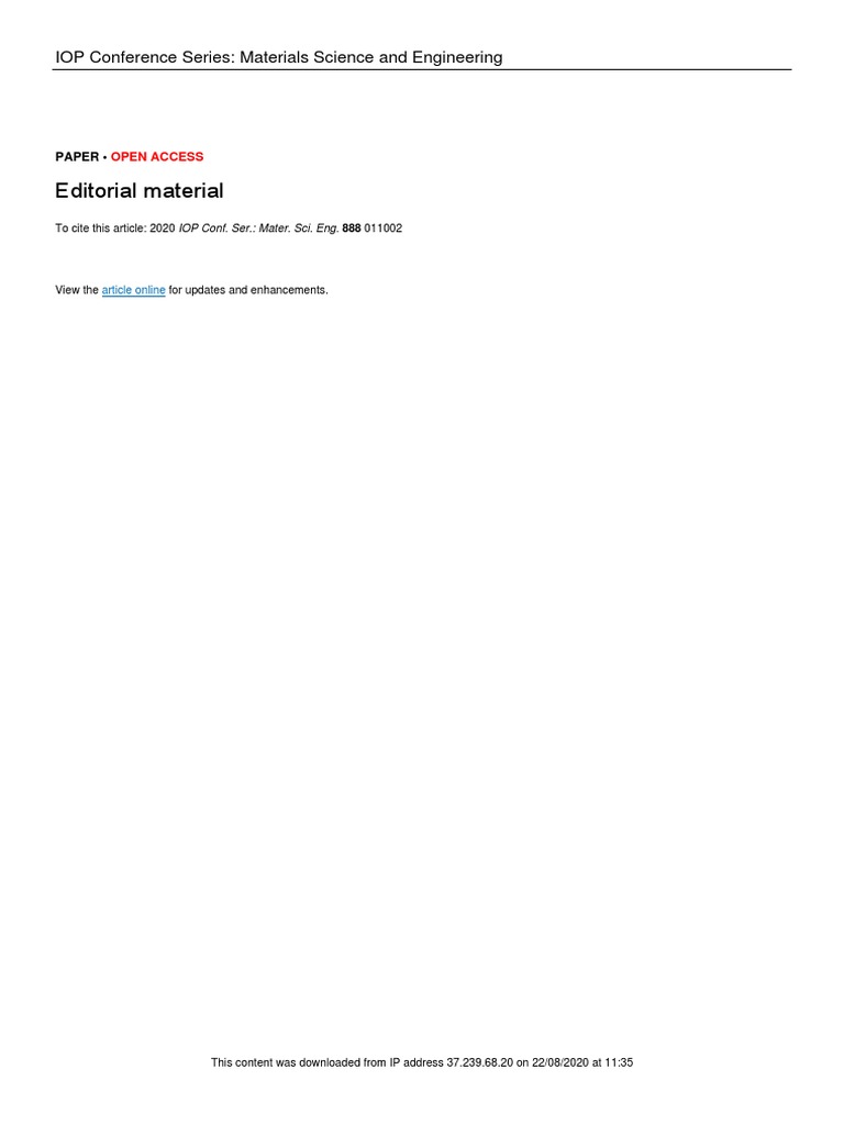 Editorial Material: IOP Conference Series: Materials Science and ...