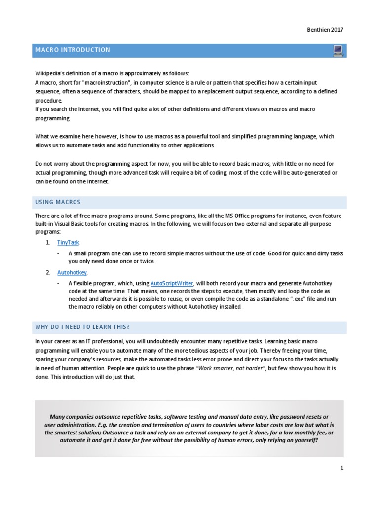 Macro Introduction Using Macros Download Free Pdf Scripting Language Macro Computer Science