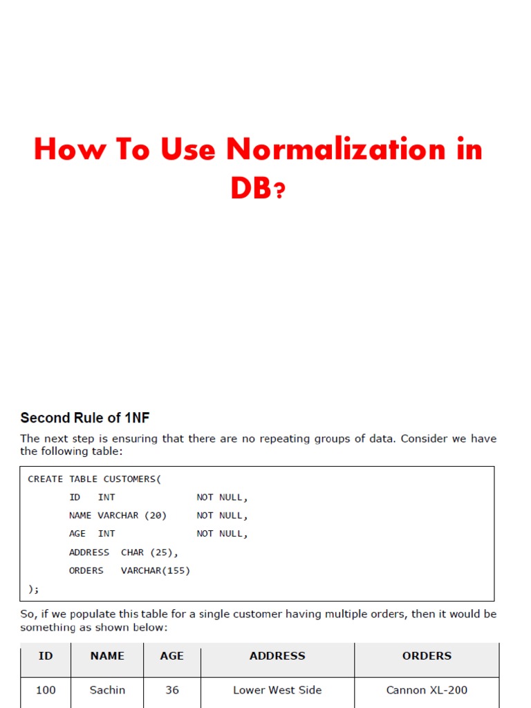 How To Use Normalization in DB | PDF