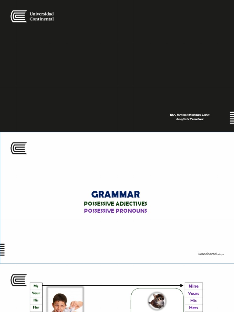 Understanding Possessive Adjectives & Pronouns | PDF | Semantic Units ...