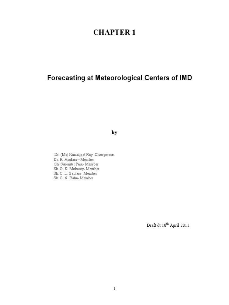Forecasting at Meteorological Centers of IMD | PDF | Weather ...