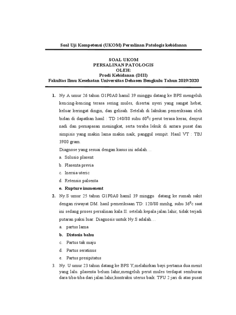 Soal Uji Kompetensi Bidan | PDF