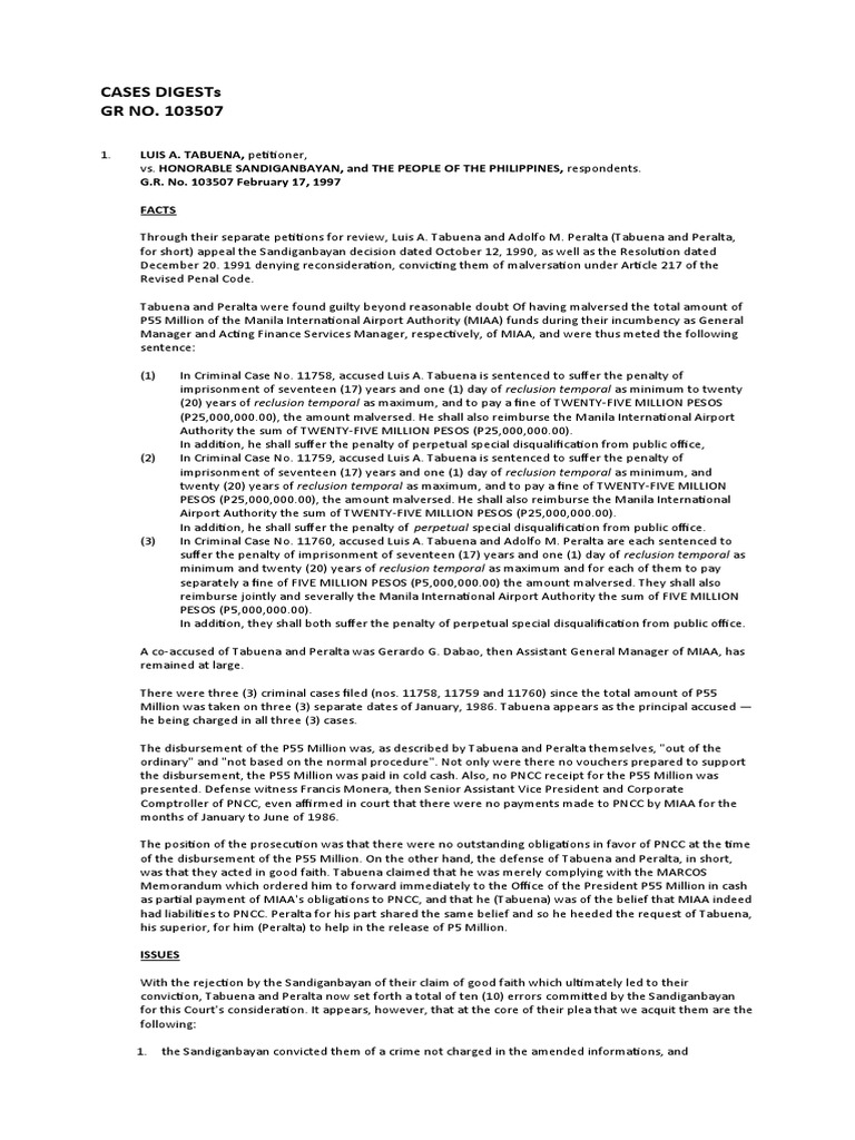 CASE DIGEST - GR No. 103507 | PDF | Judge | Trials