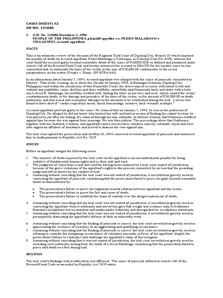 Analysis of a Court Decision Finding a Man Guilty of Parricide for the ...