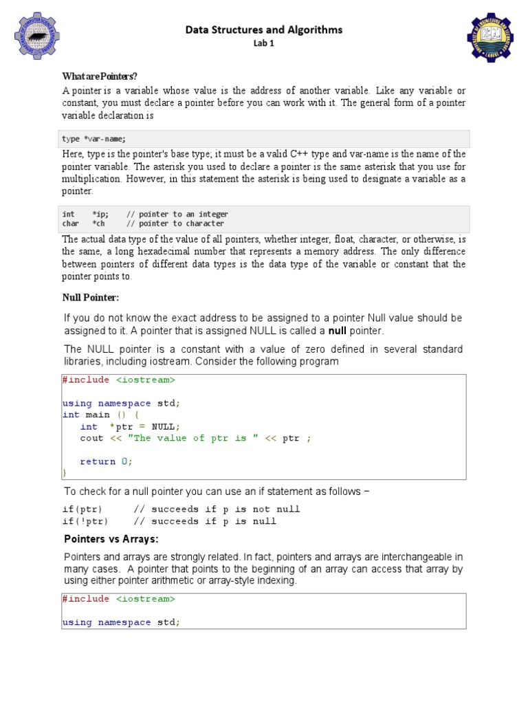 Data Structures and Algorithms: What Are Pointers? | PDF | Pointer (Computer Programming ...