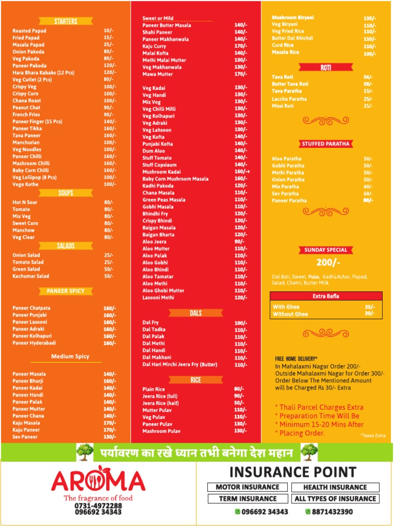 Flyer Aroma X4 | PDF | Indian Cuisine | Foods