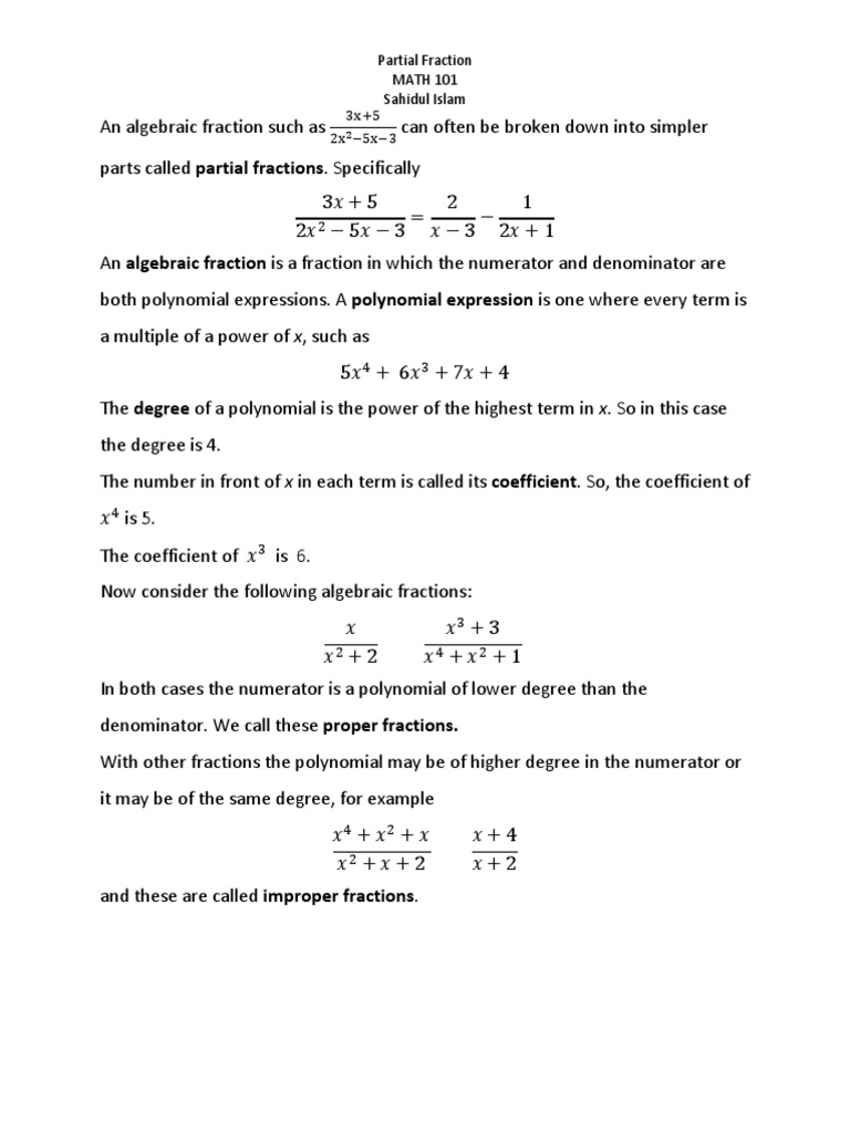 1 - (Partial Fraction) | PDF | Fraction (Mathematics) | Polynomial
