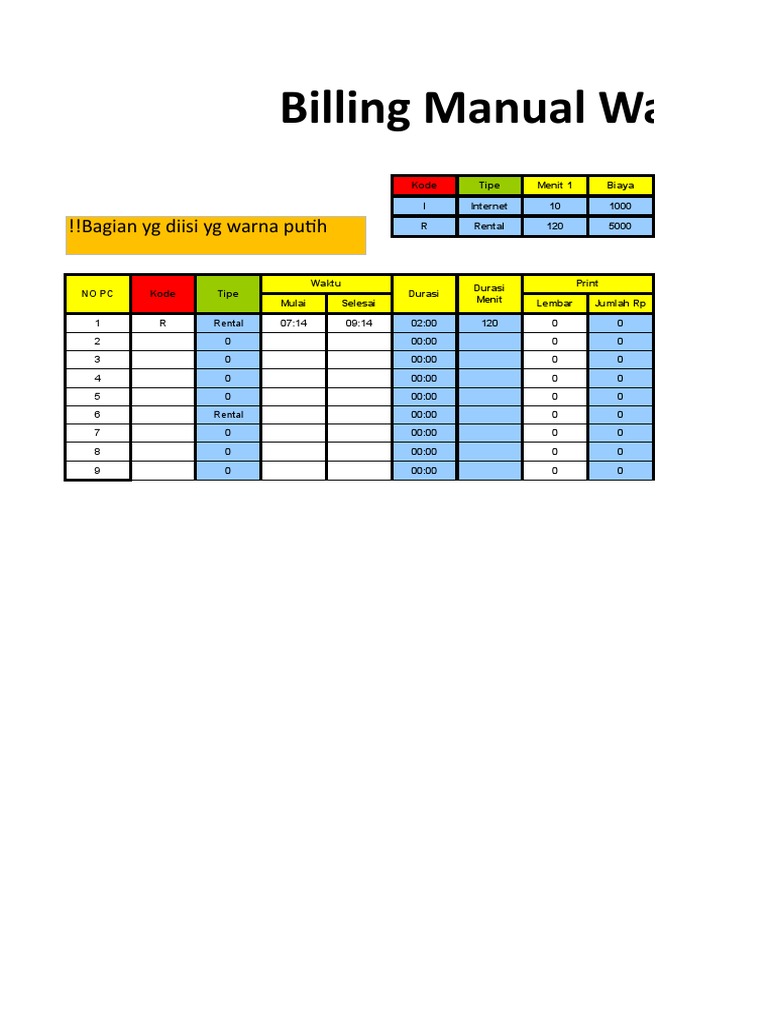 Billing Manual for Internet Cafe Services | PDF