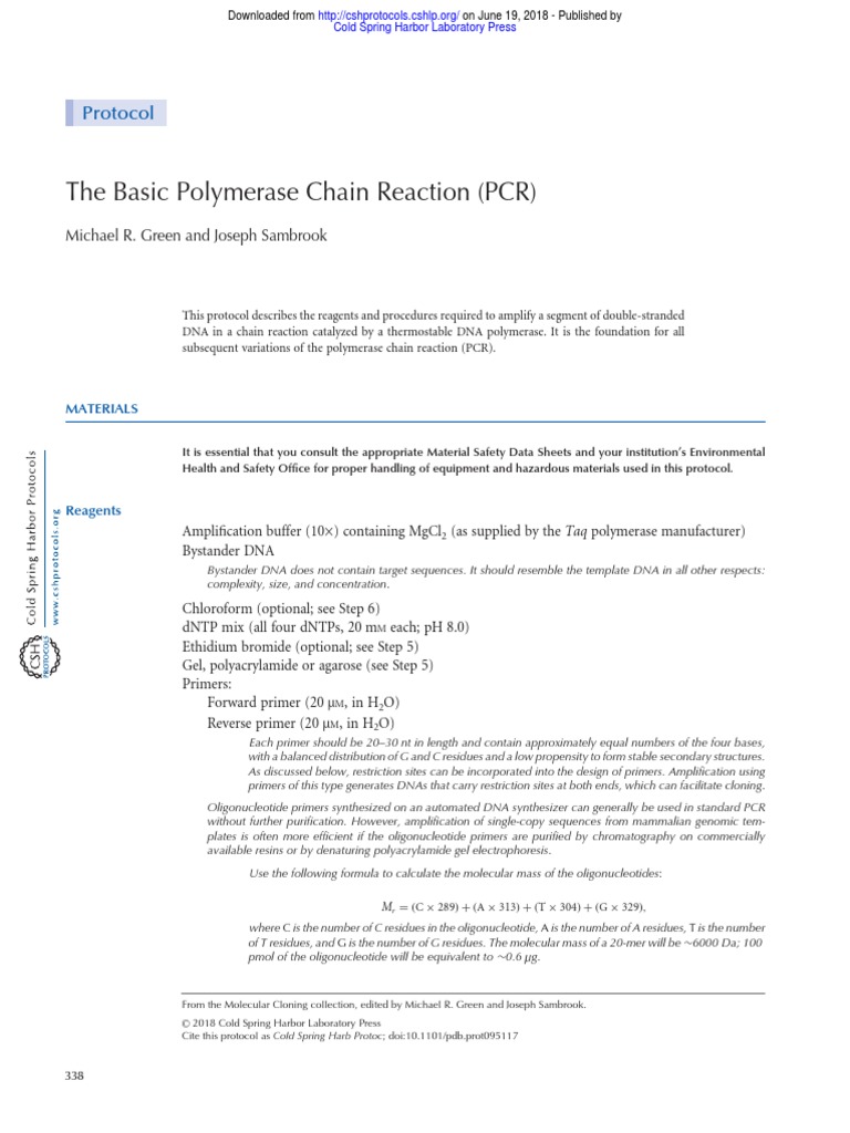 Cold Spring Harb Protoc-2018-Green-pdb - Prot095117 PCR | PDF | Polymerase Chain Reaction ...
