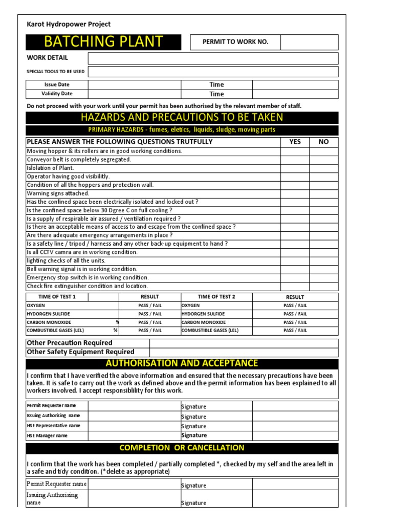 Batching Plant Permit Rev-00 | PDF | Safety | Prevention