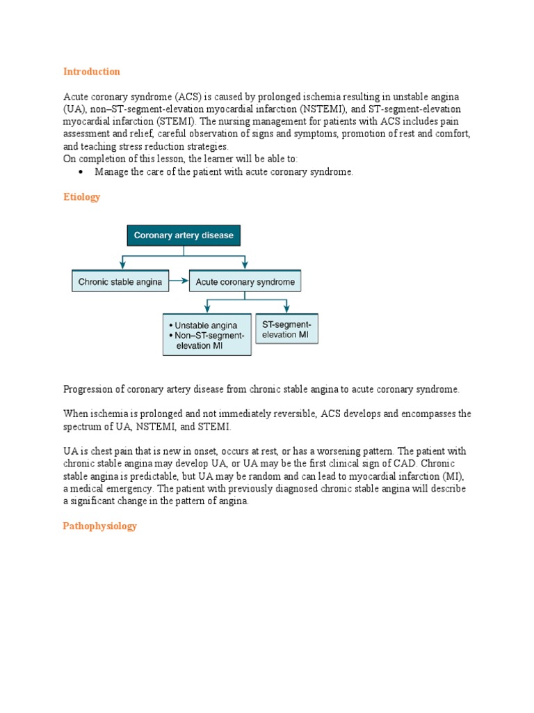 ACS Nursing Management Guide | PDF | Myocardial Infarction ...