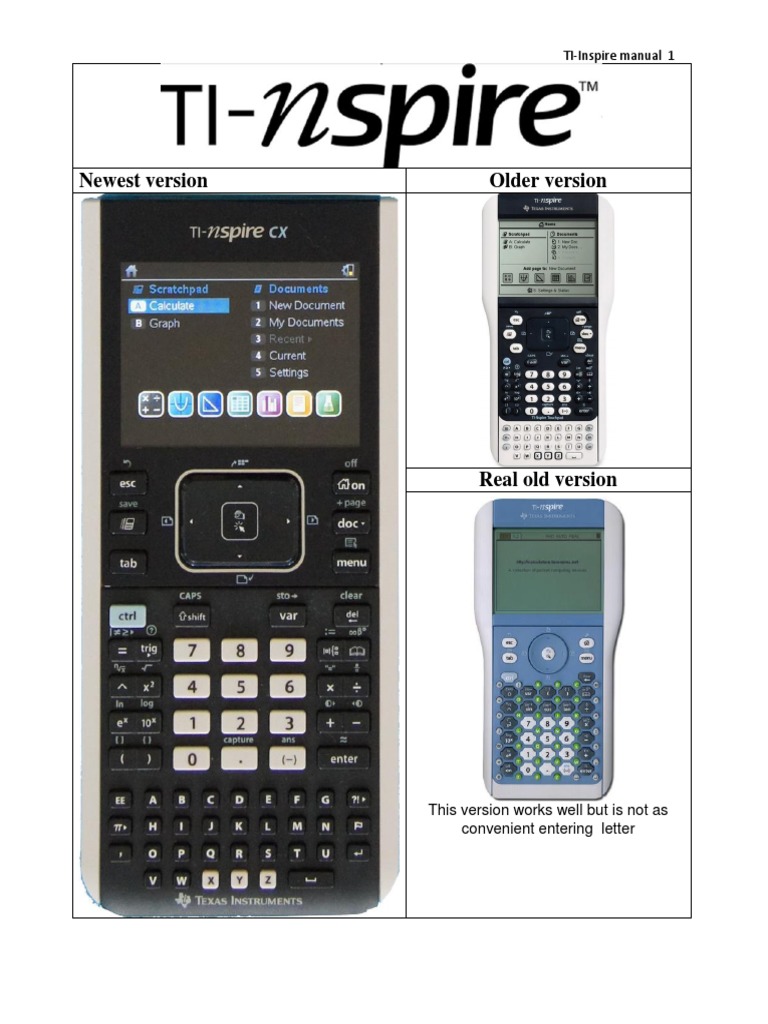 Newest Version Older Version: TI-Inspire Manual 1 | PDF | Student's T ...