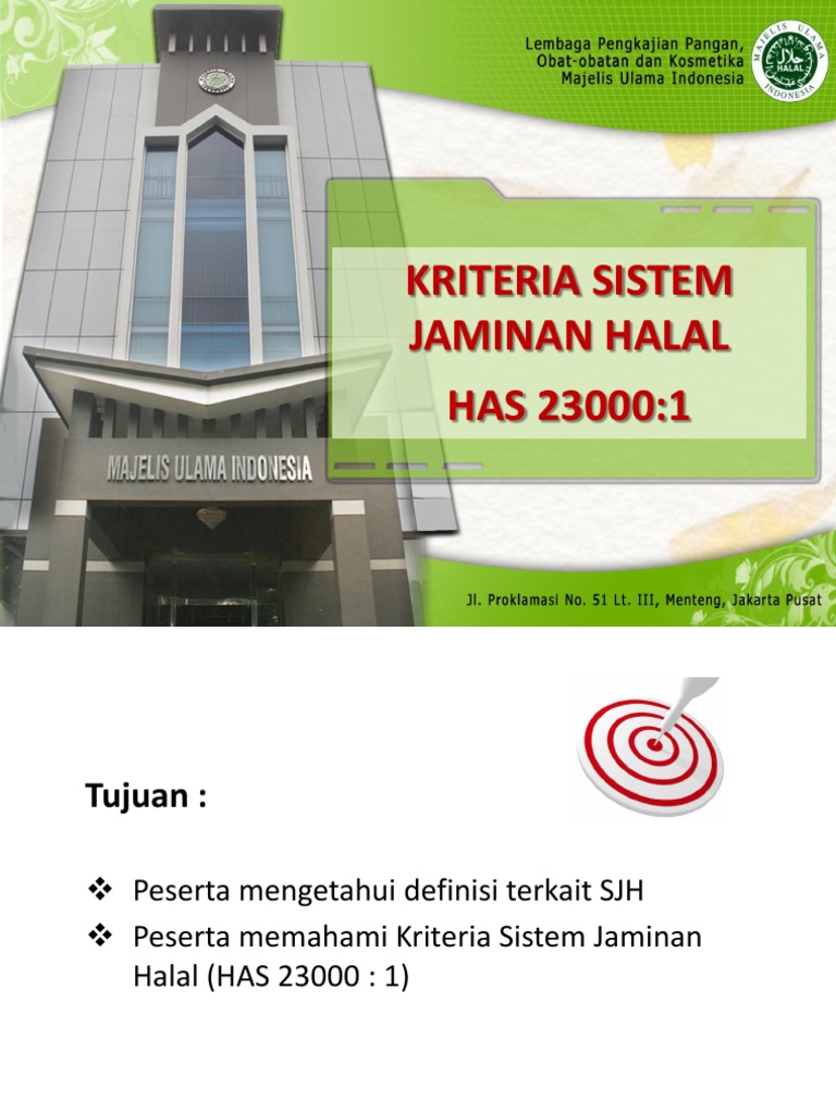 Kriteria Sistem Jaminan Halal HAS 23000 | PDF