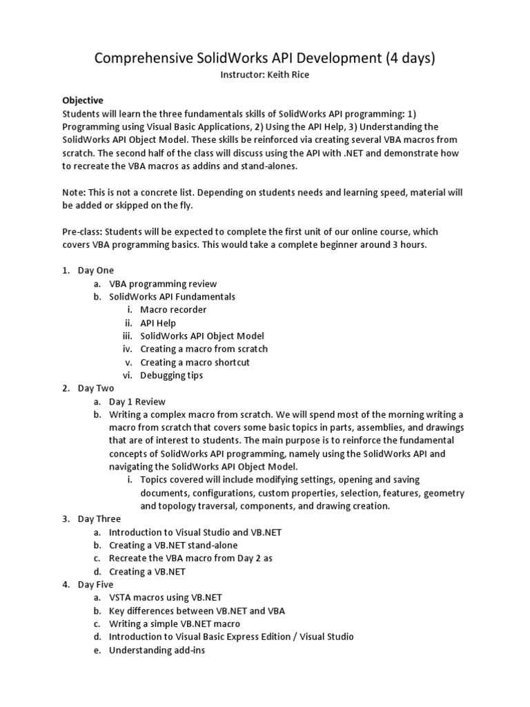 SolidWorks API Programming Essentials | PDF
