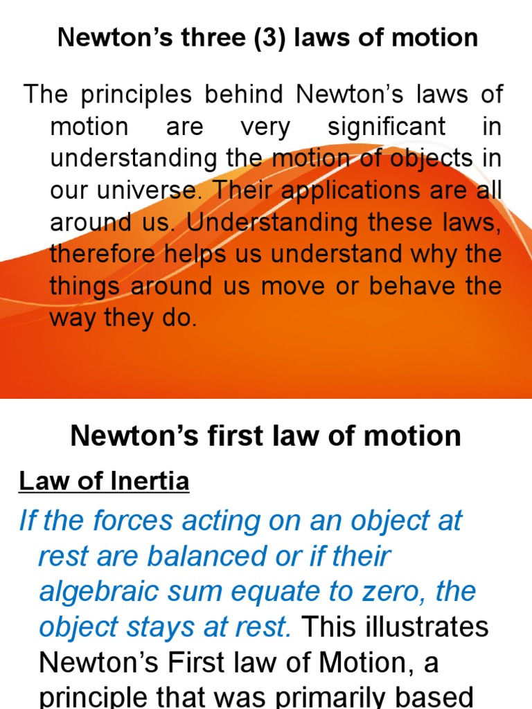Newton's Three Laws of Motion Explained | PDF | Inertia | Acceleration