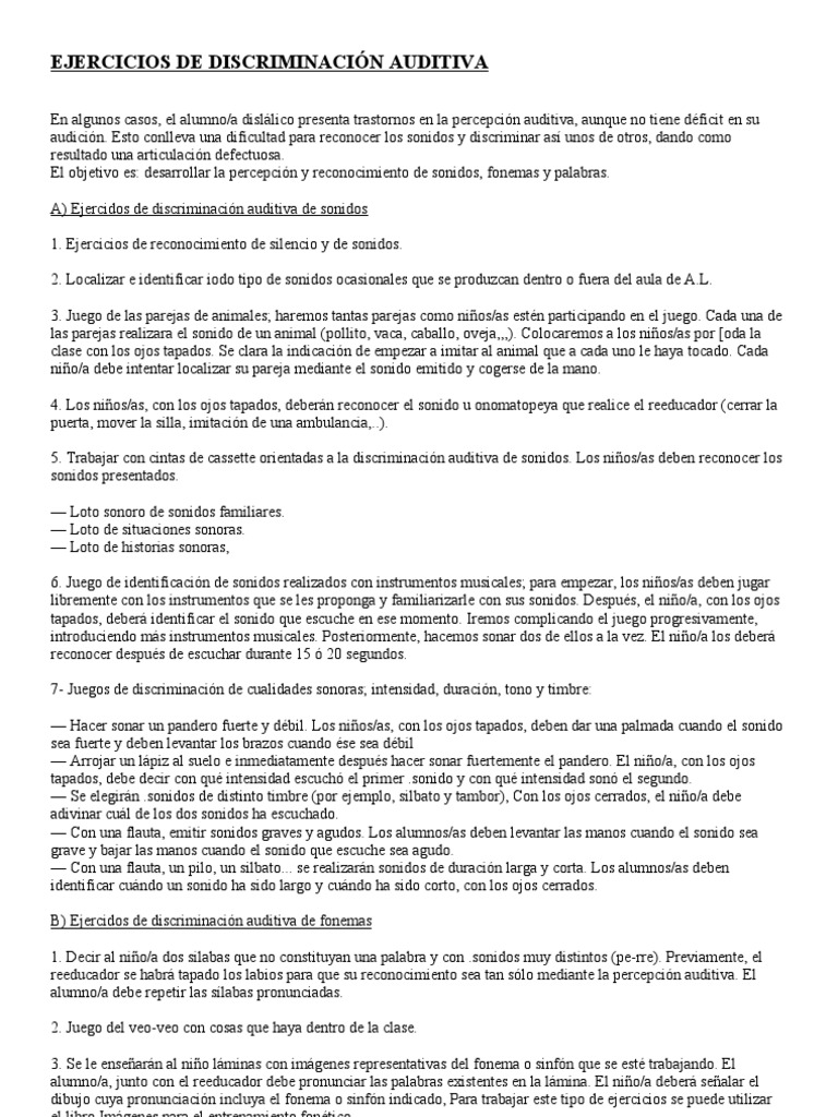 Ejer DiscriminacionAuditiva | PDF | Sonido | Ocio