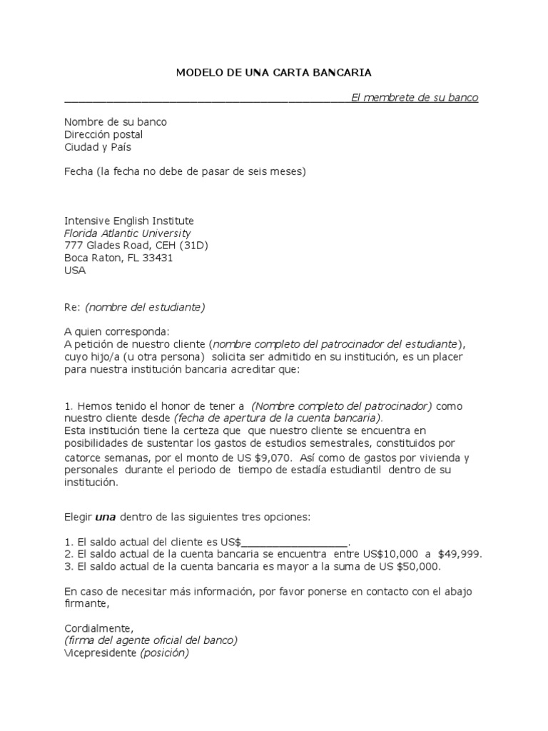 Sample Bank Letter | PDF