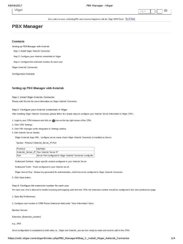 PBX Manager Vtiger | PDF | Internet | Computing
