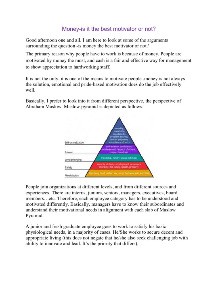 Money - The Best Motivator | Download Free PDF | Motivation | Motivational