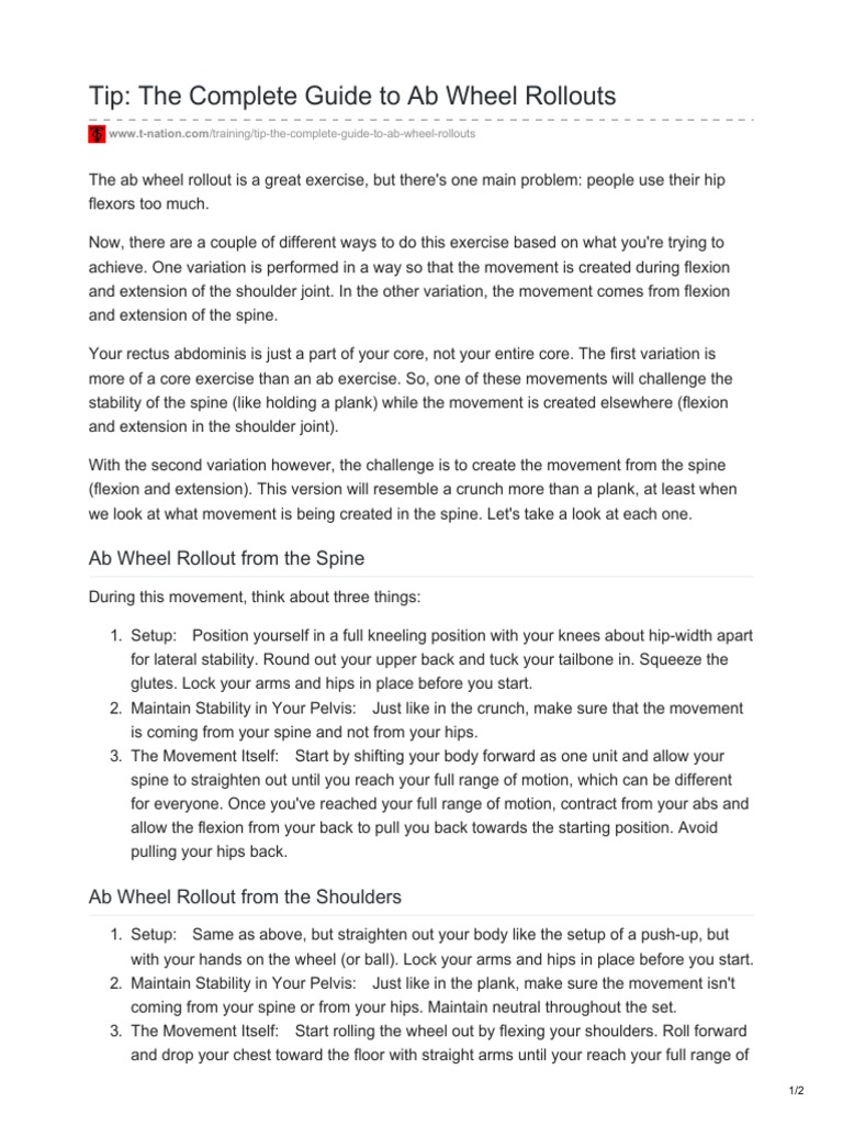 The Complete Guide To Ab Wheel Rollouts | PDF | Anatomical Terms Of ...
