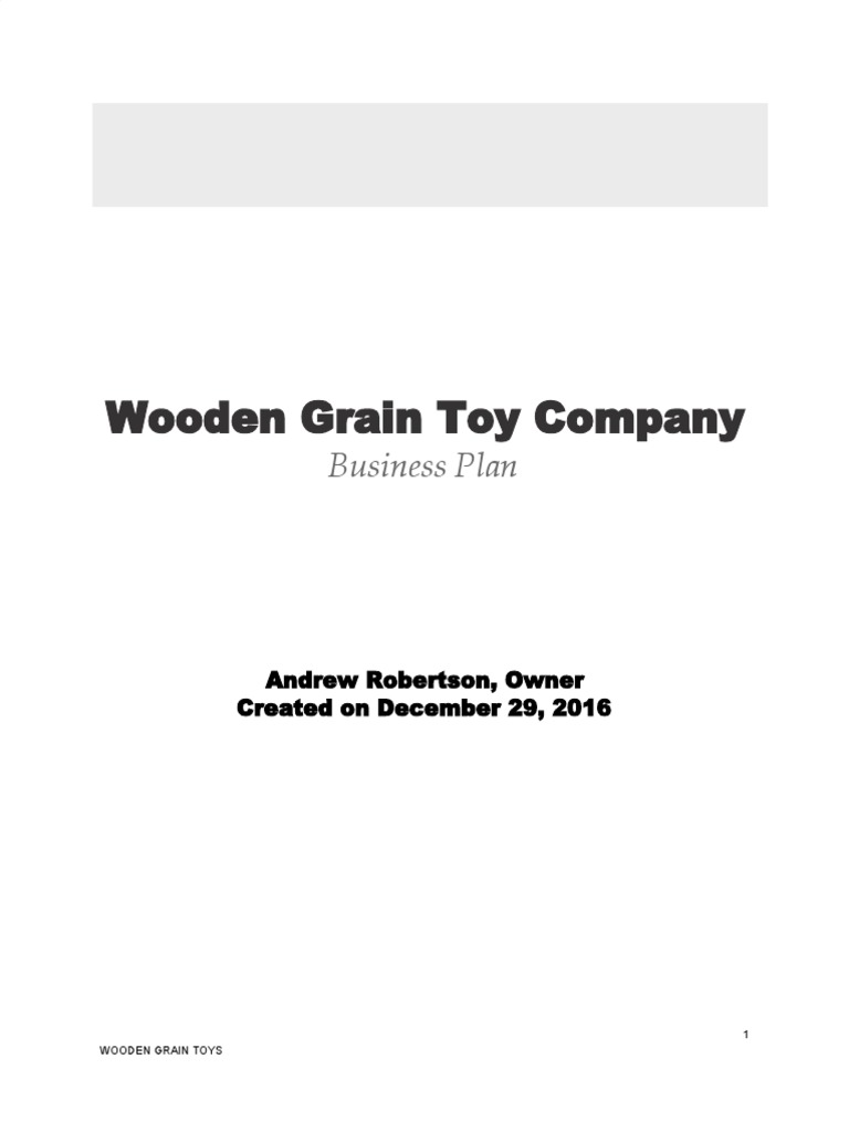 Sample Business Plan - Wooden Grain Toy Company | PDF | Toys | Online ...