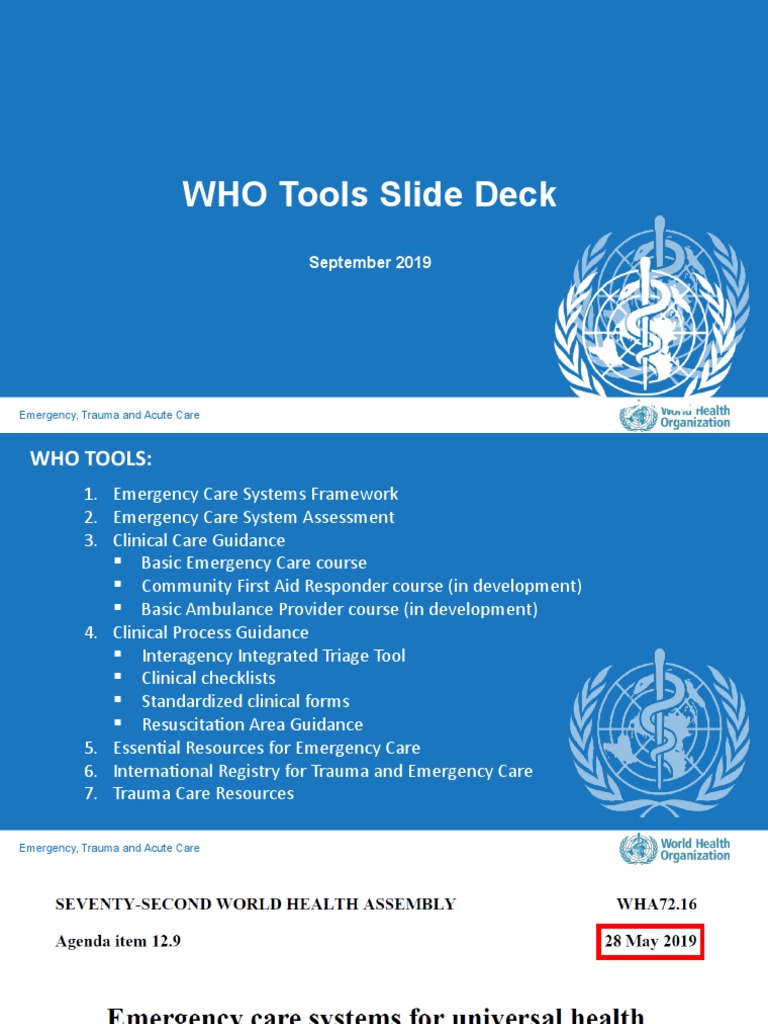 An Overview of WHO's Emergency Care Toolkit for Strengthening Emergency ...