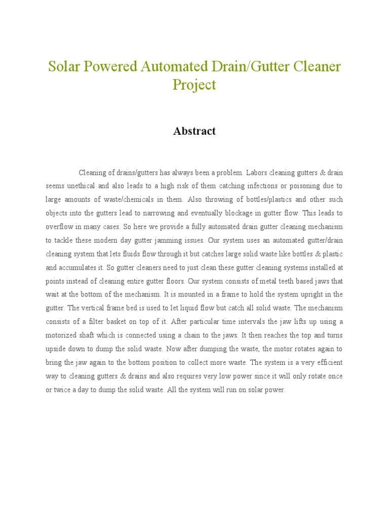 Automated Drain or Gutter Cleaner Project | PDF