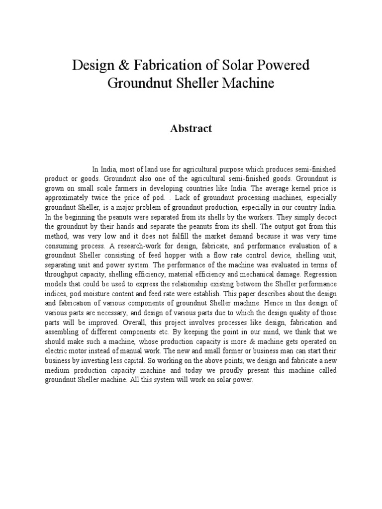 Solar-Powered Groundnut Sheller Design | PDF | Computers | Technology ...