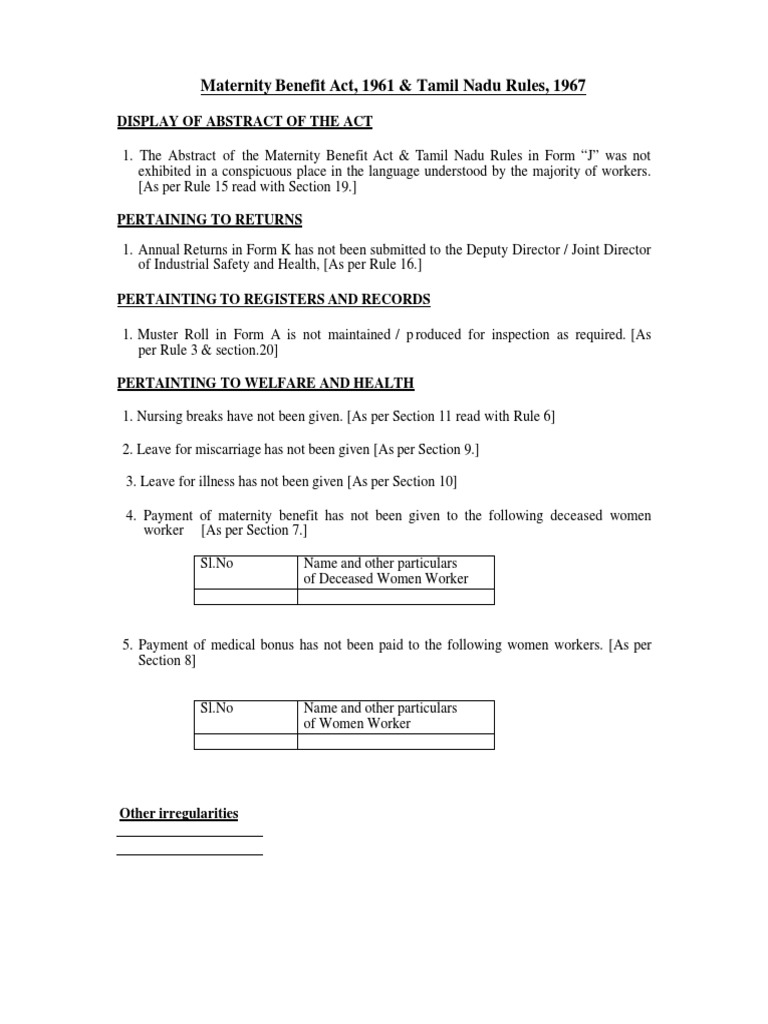 Maternity Benefit Act | PDF