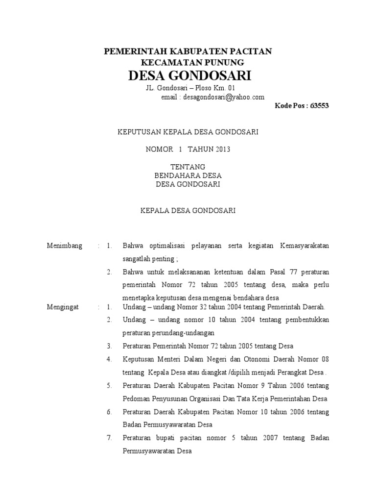 Contoh SK Bendahara | PDF