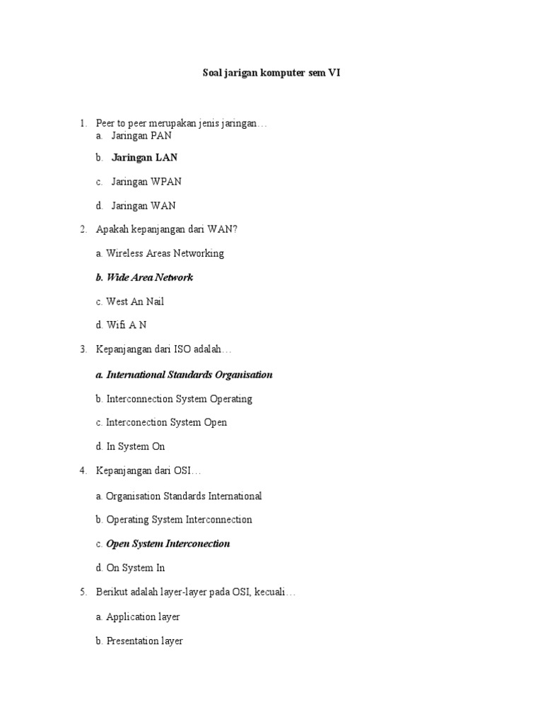 Soal Jarigan Komputer Sem VI | PDF | Teknologi & Rekayasa